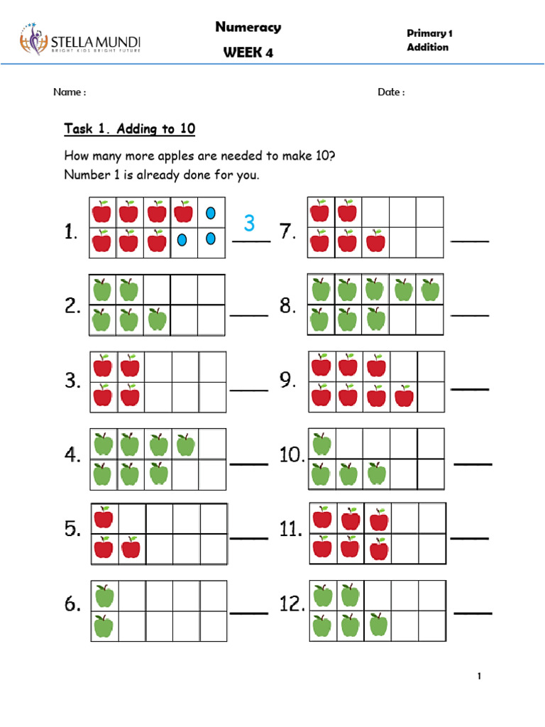 Primary 1 Addition Tasks | PDF