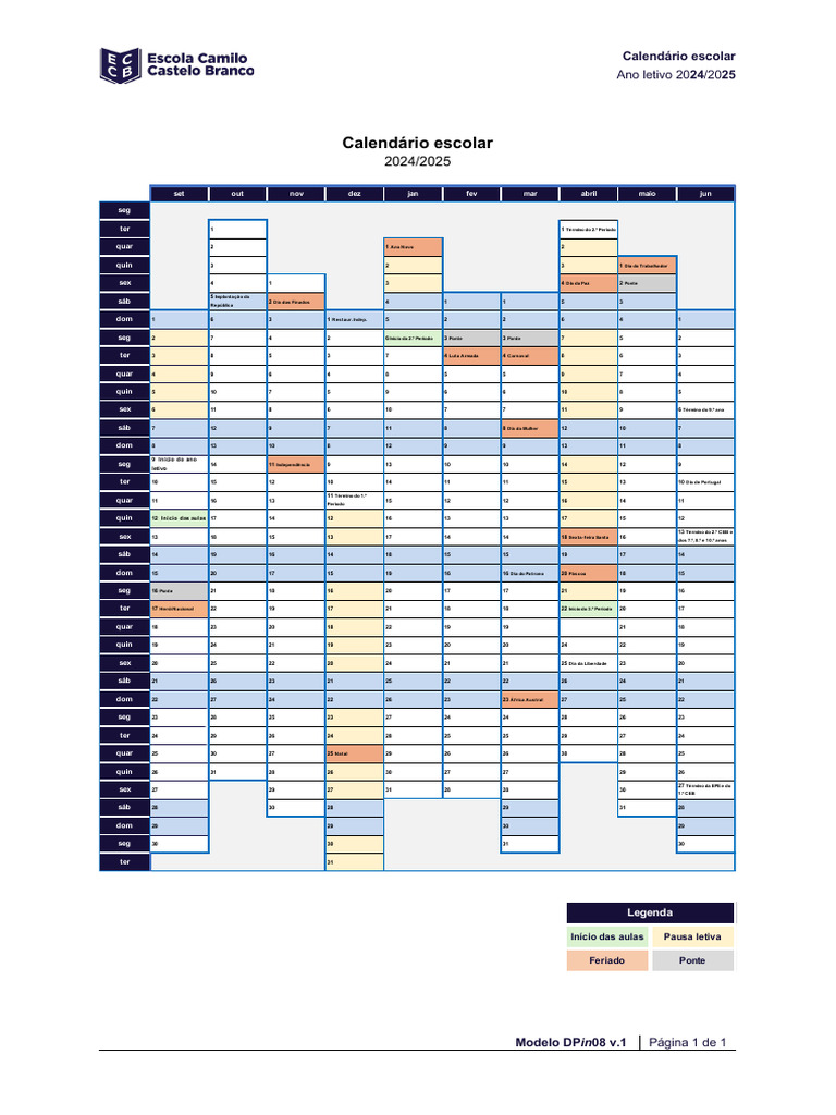 Calendário Escolar 2024/2025 Angola | PDF
