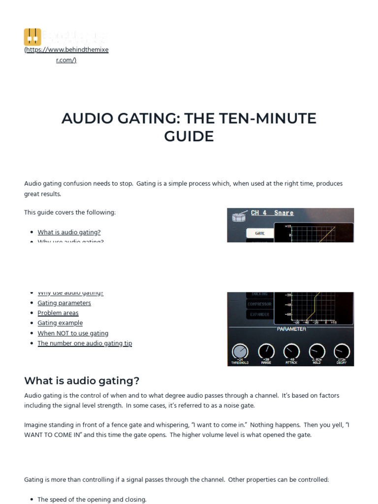 Audio Gating - The Ten-Minute Guide - Behind The Mixer | PDF ...