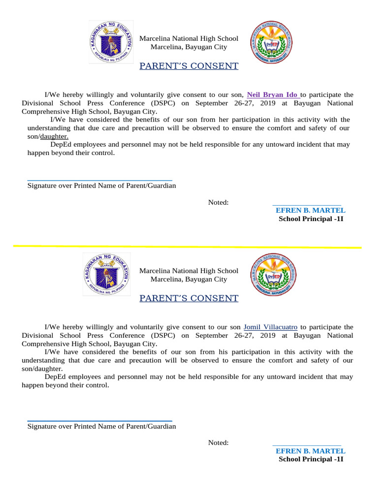parent's consent | PDF