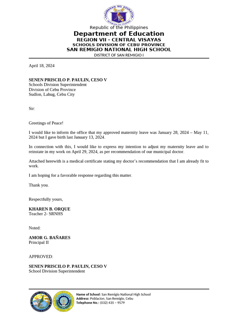 Reinstatement Letter Maam ORQUE W | PDF
