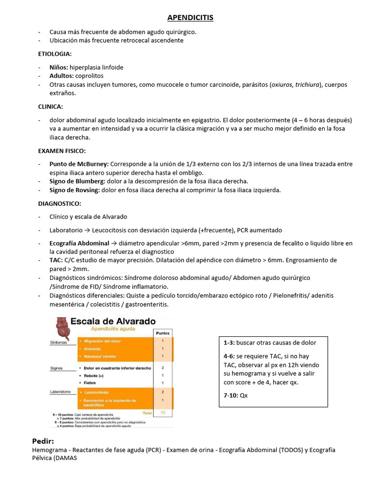 E.C. APENDICITIS resu (2) | PDF | Especialidades Medicas | Medicina CLINICA