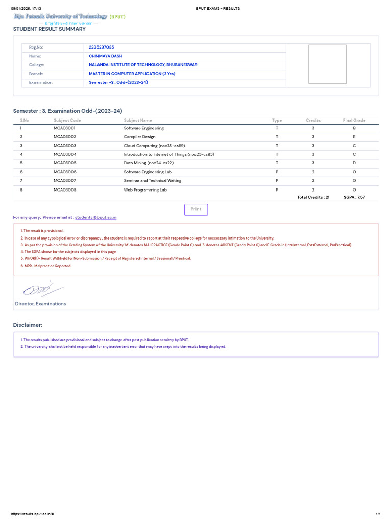 MCA Semester 3 Result Summary | PDF | Information And Communications Technology | Computer ...