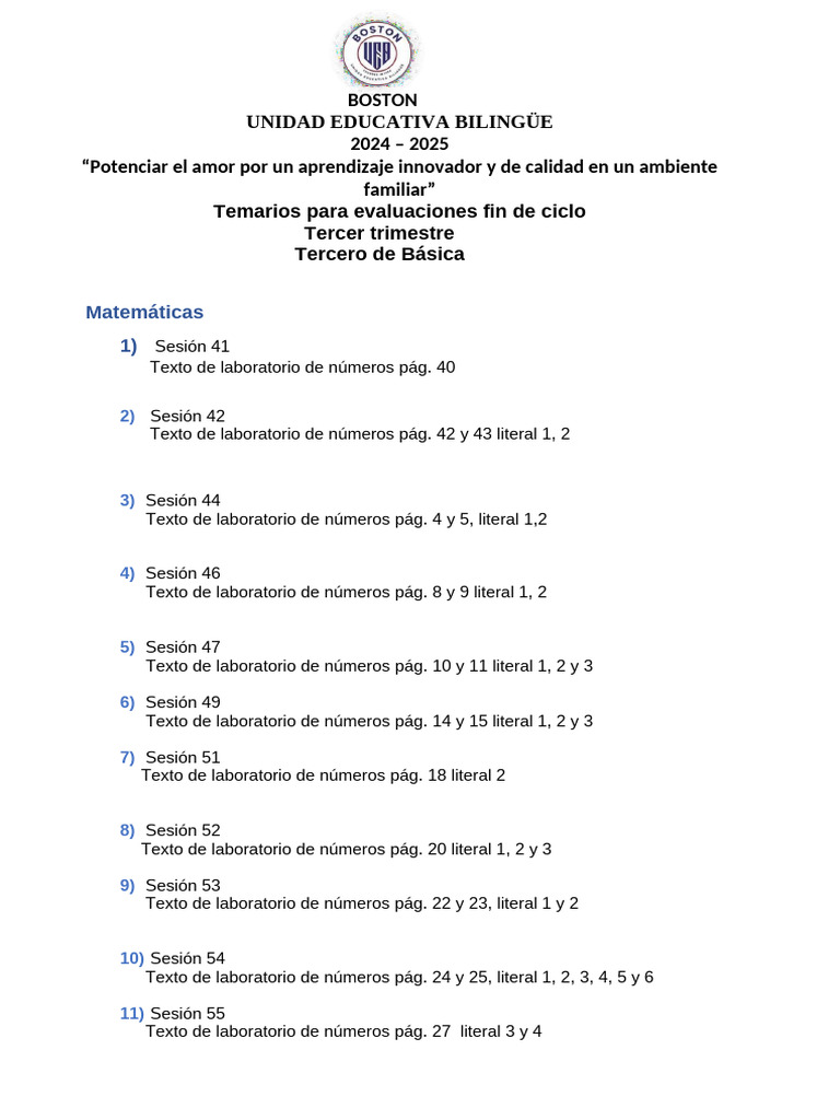 Temarios Matemáticas | PDF