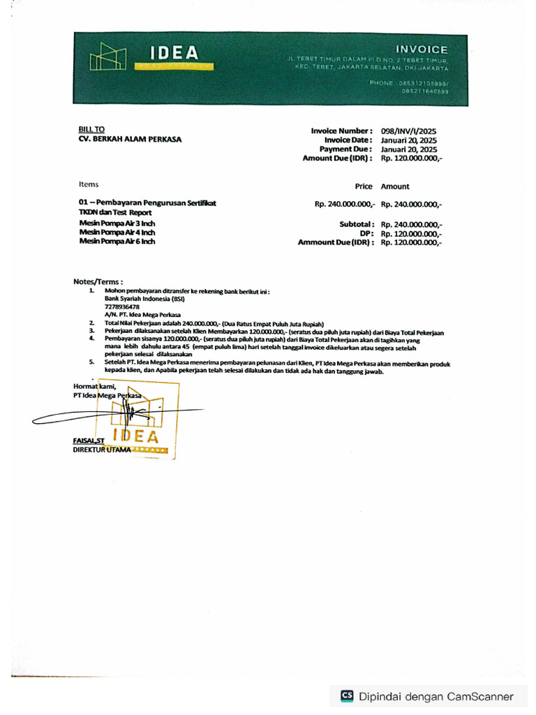Invoice CV - Berkah Alam Perkasa | PDF