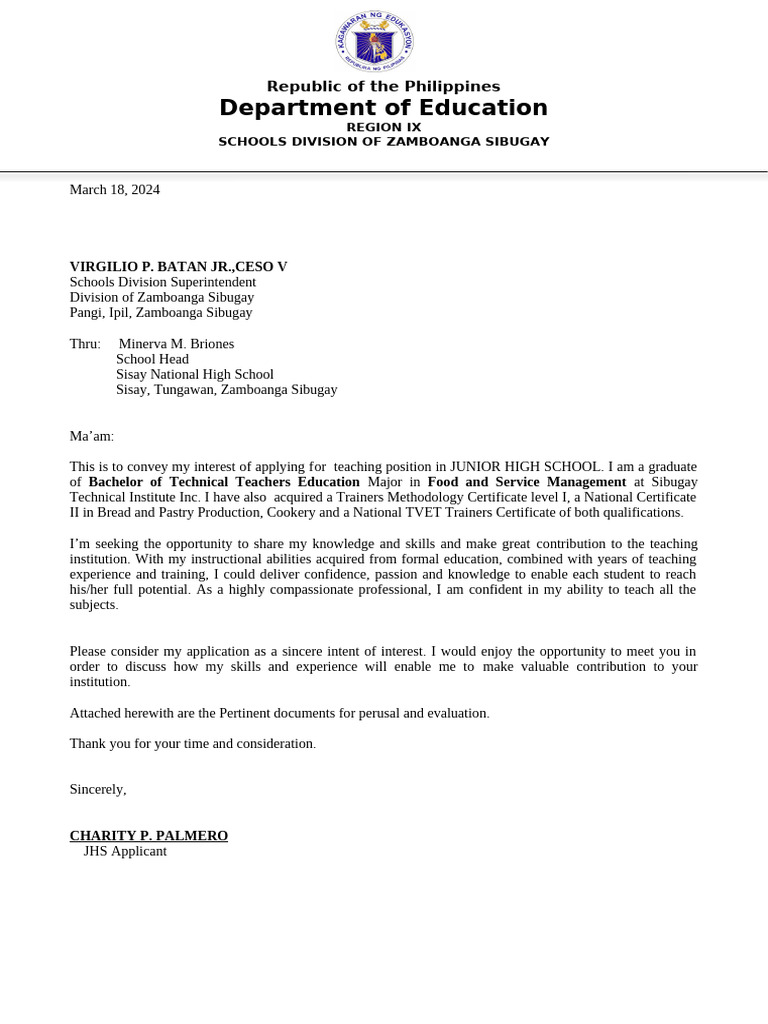 JR. HIGH LETTER OF INTENT_1 | PDF