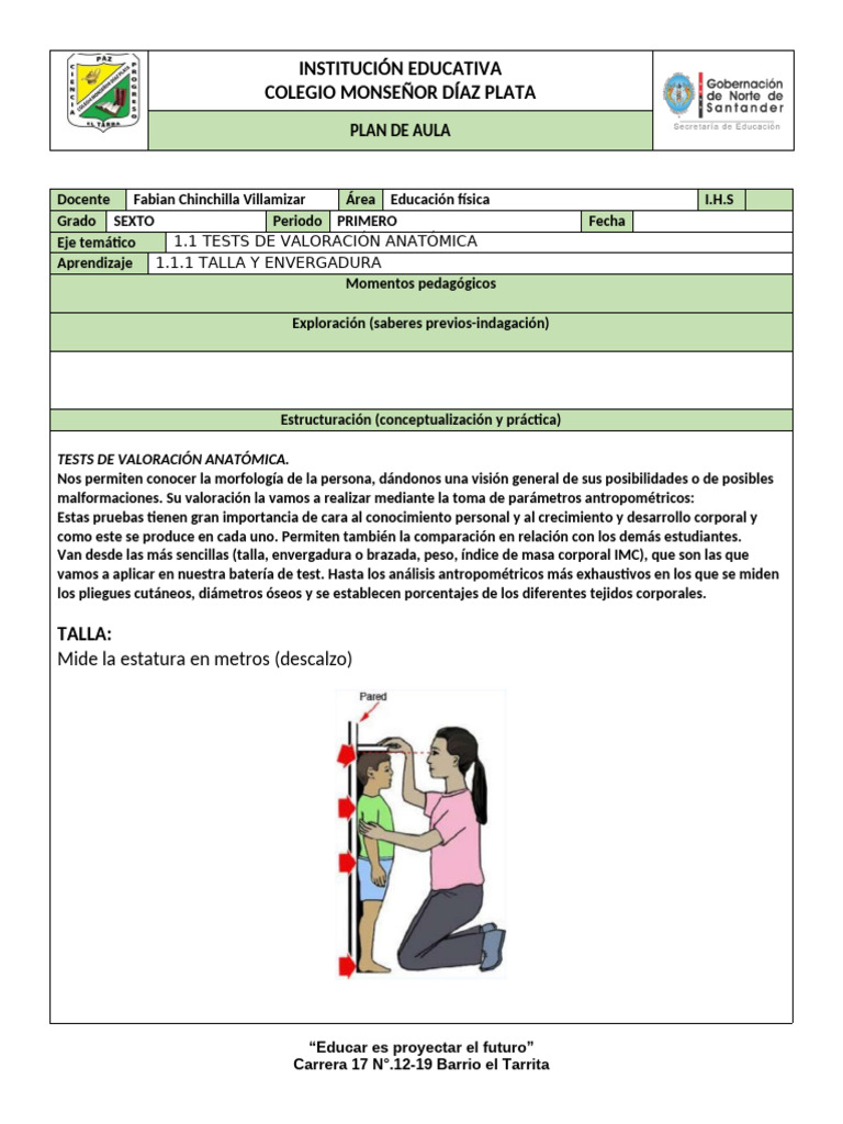 Tests de Valoración de Envergadura Física | PDF | Índice de masa ...