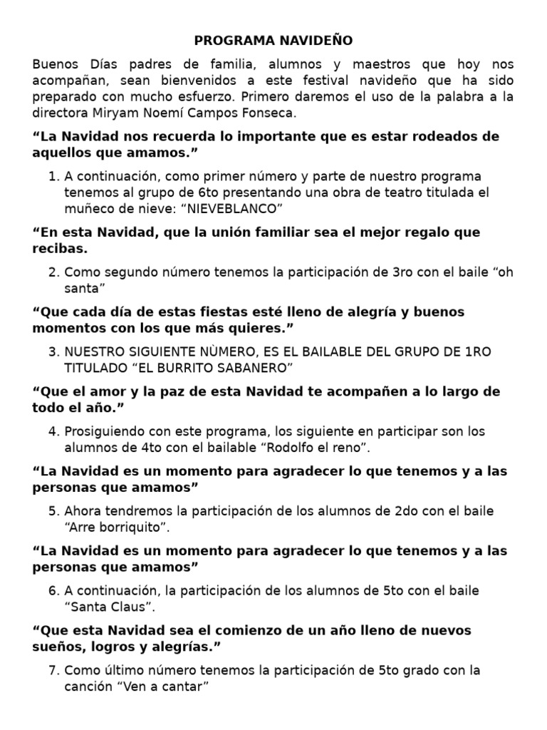 PROGRAMA NAVIDEÑO | PDF