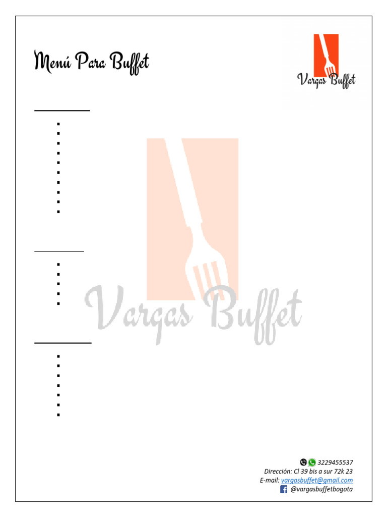 Menú para Buffet | PDF