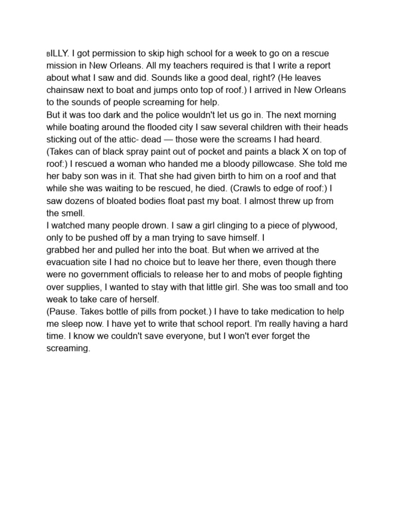 Monologue_Katrina PRoject_BIlly | PDF