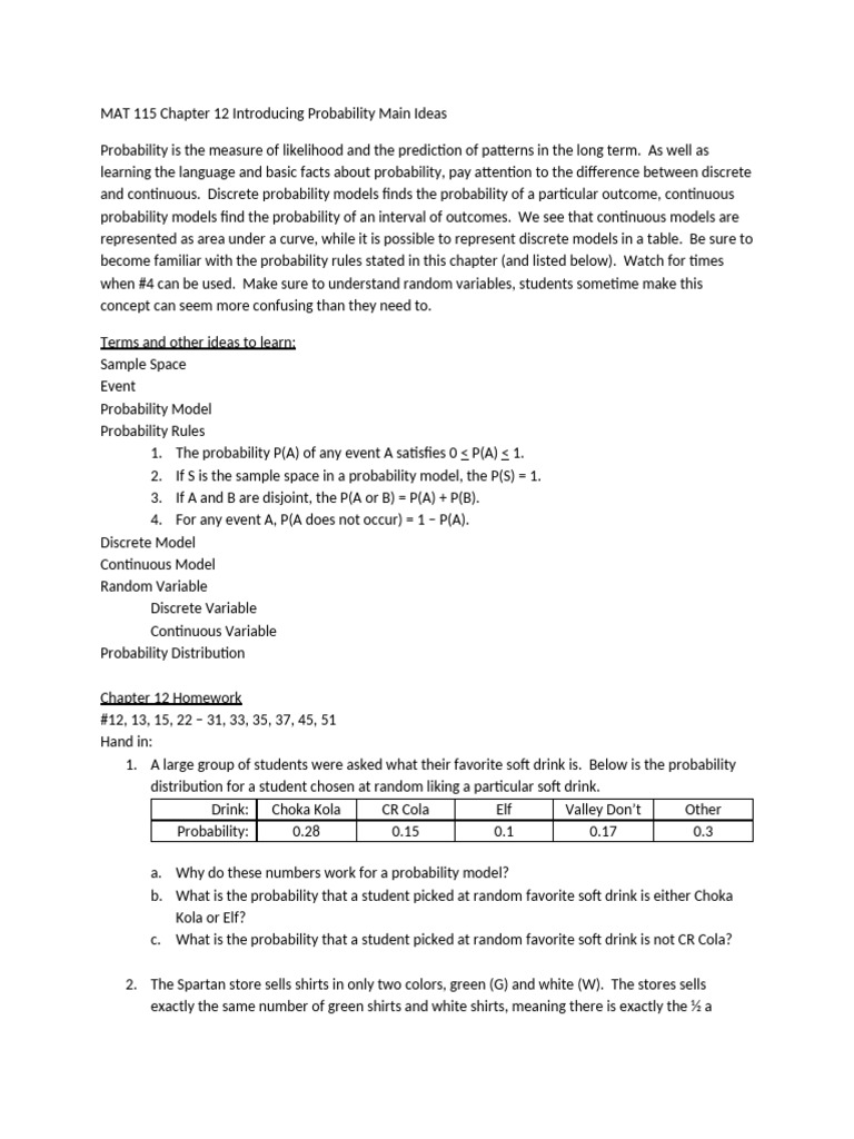 115 Chapter 12 Ideas and Homework | PDF | Probability Distribution ...
