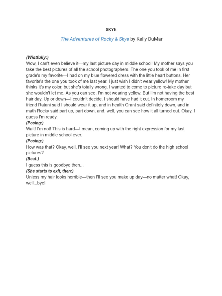 Middle School Picture Day Reflections | PDF