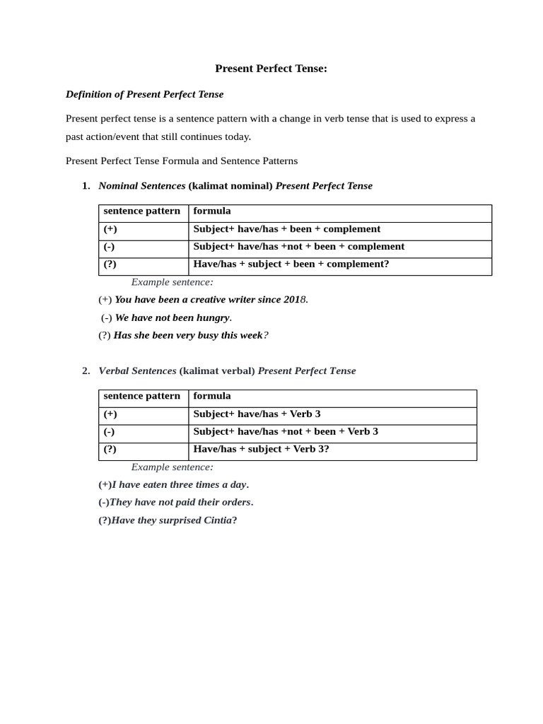Understanding Present Perfect Tense | PDF | Perfect (Grammar ...