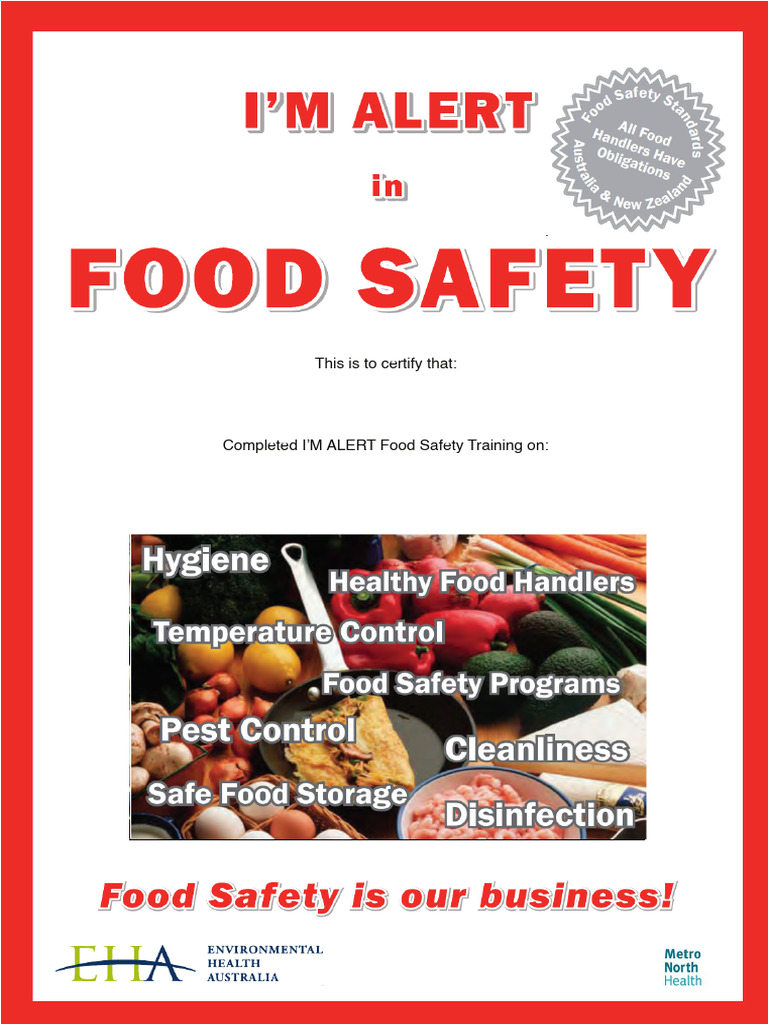 Food Safety Training Certificate | PDF