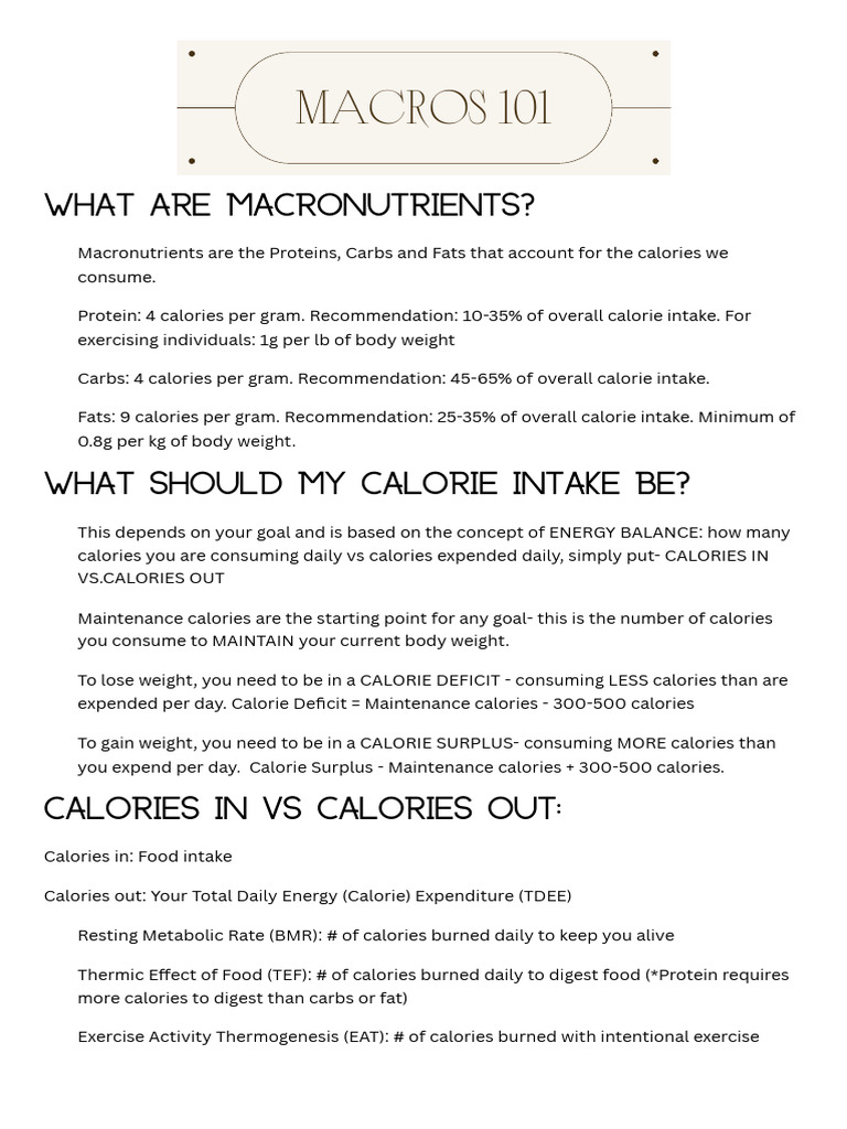 Macronutrients 101 | PDF