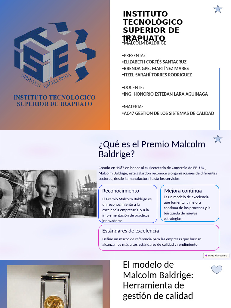 El Modelo de Malcolm Baldrige Herramienta de Gestion de Calidad 105543 ...