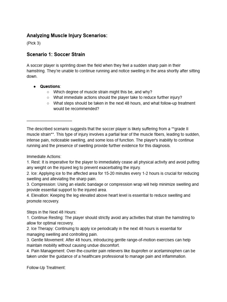 Worksheet - Analyzing Muscle Injury Scenarios | PDF | Elbow | Physical ...