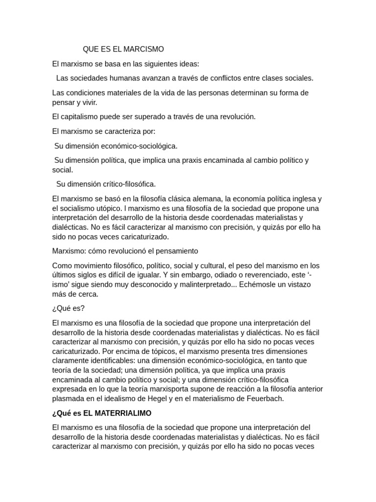 Que Es El Marcismo | PDF | marxismo | Karl Marx