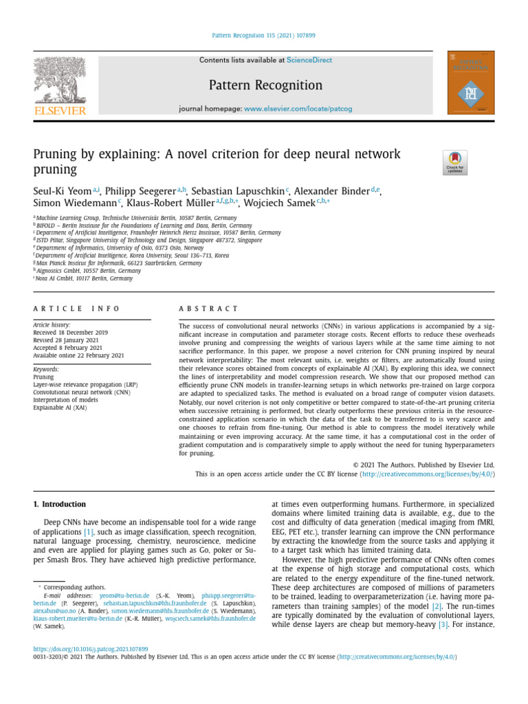 2021-Seul Ki Yeom-Pruning by Explaining A Novel Criterion For Deep Neural Network Pruning | PDF ...