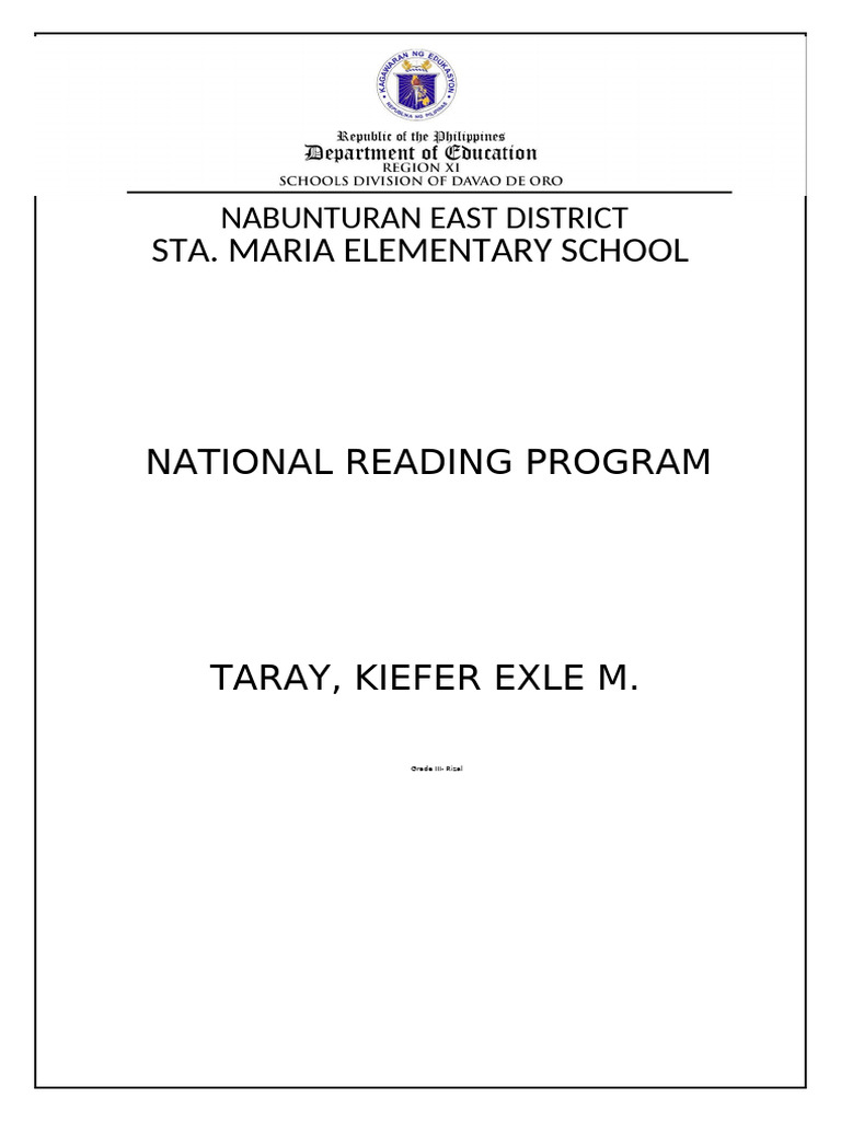 Cover Page Reading Folder Pupils | PDF