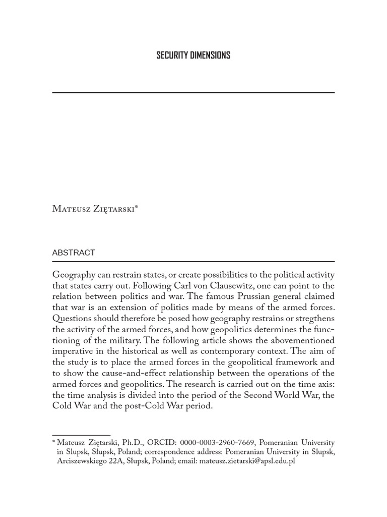 Armed Forces in Geopolitical Context | PDF | Geopolitics | Political ...