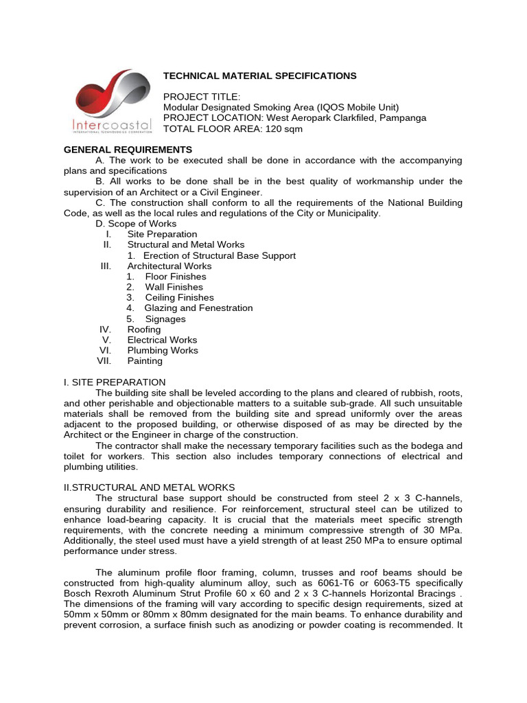 TECHNICAL MATERIAL SPECIFICATIONS- IQOS MOBILE UNIT | PDF | Paint ...