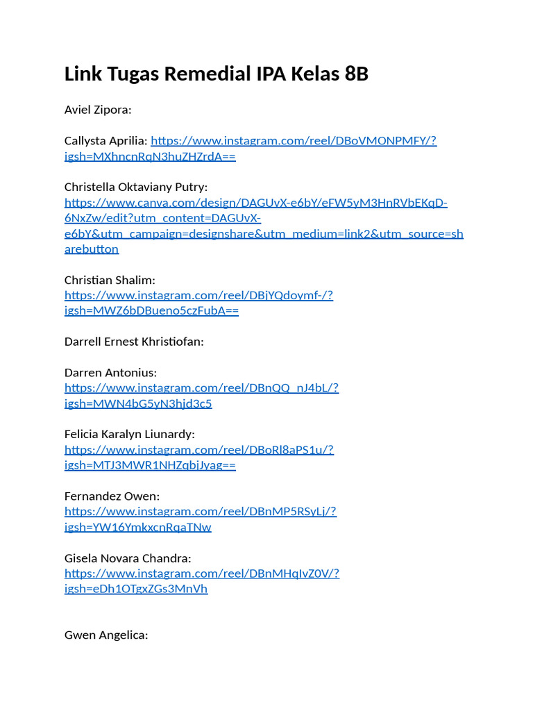 REMEDIAL IPA KELAS 8B | PDF
