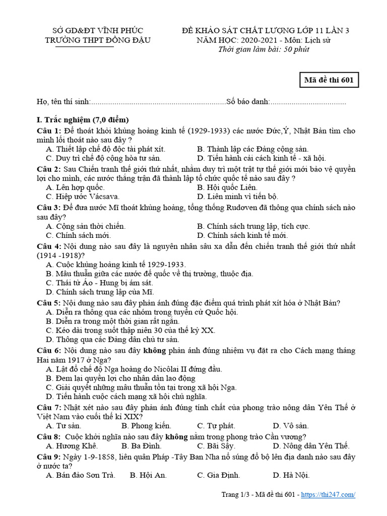 de-khao-sat-lich-su-11-lan-3-nam-2020-2021-truong-thpt-dong-dau-vinh-phuc | PDF