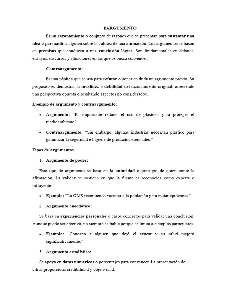 Tipos de Argumento | PDF | Argumento
