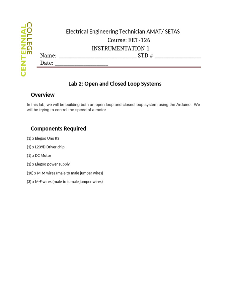EET-126 Lab 2 Instructions | PDF | Arduino | Computer Engineering