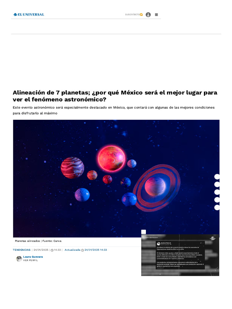 Alineación de 7 Planetas ¿Por Qué México Será El Mejor Lugar para Ver El Fenómeno Astronómico ...