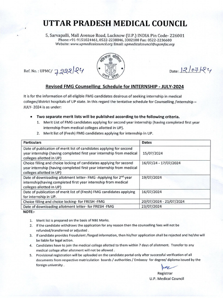 FMG Counselling CriteriaSchedule July 2024 | PDF