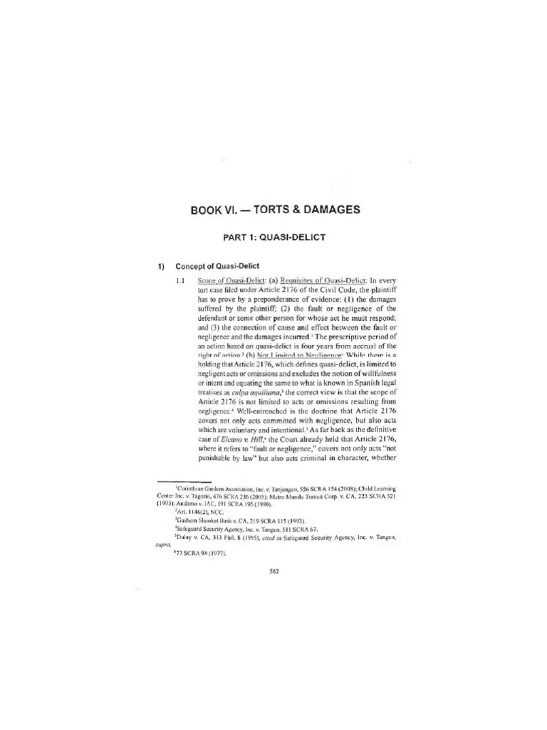 Rabuya 2021 Quasi Delicts and Damages Civil Law Reviewer | PDF