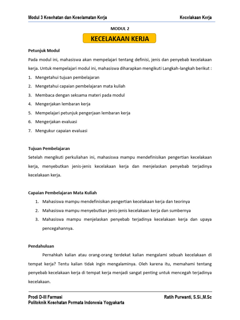 Kecelakaan Kerja: Definisi dan Pencegahan | PDF