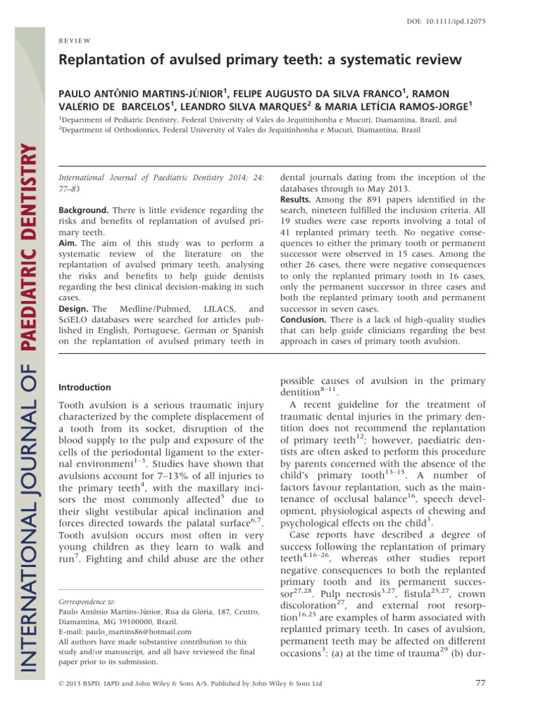 10.1111@ipd.12075 | PDF | Human Tooth | Dentistry Branches