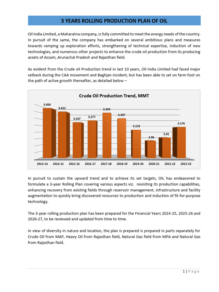Rajasthan 3-Year Crude Oil Plan | PDF | Oil Well | Petroleum Reservoir