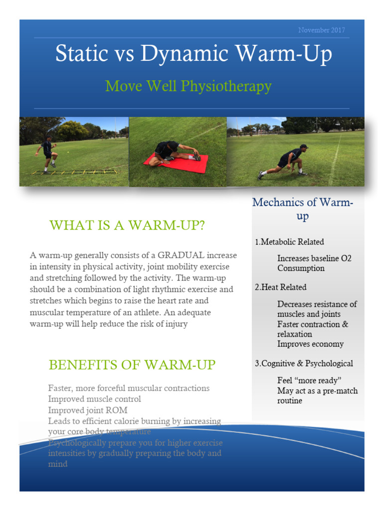 Static Vs Dynamic Warm Up | PDF | Musculoskeletal System | Physical Fitness