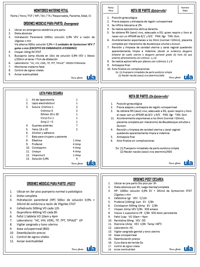 Fichas Obst | PDF | Parto | Especialidades Medicas