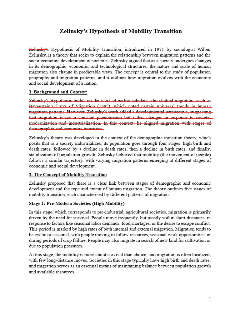 Zelinsky Mobility Transition | PDF | Human Migration | Society