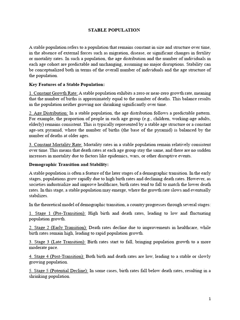 Understanding Stable and Stationary Populations | PDF | Population ...