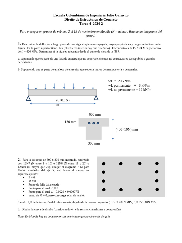 Tarea 4 2024-2b | PDF | Viga (Estructura) | Mecánica de sólidos