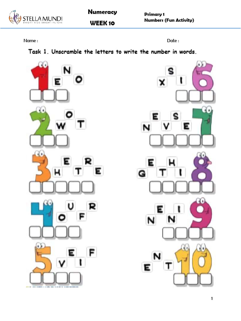 W10 Numeracy P1 COLOUR | PDF