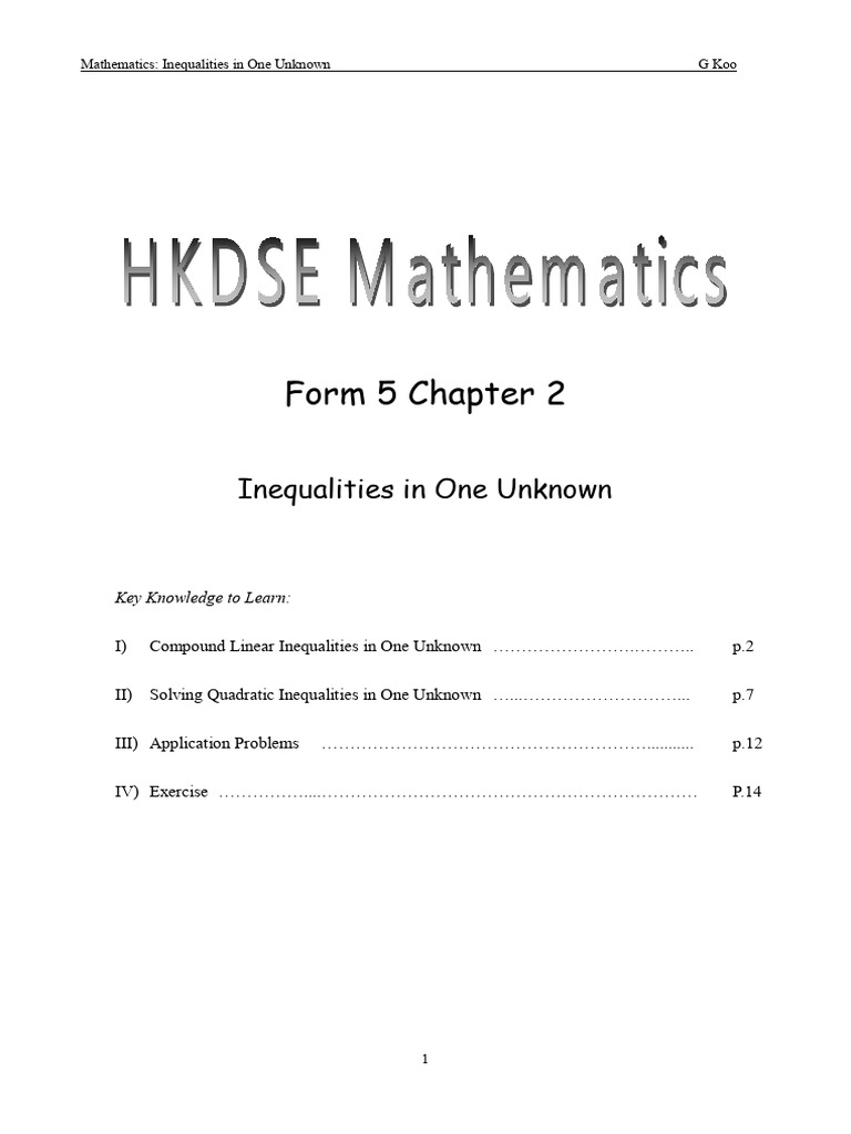 Maths Notes F5 Ch02 Inequalities in One Unknown2 - S | PDF | Equations ...