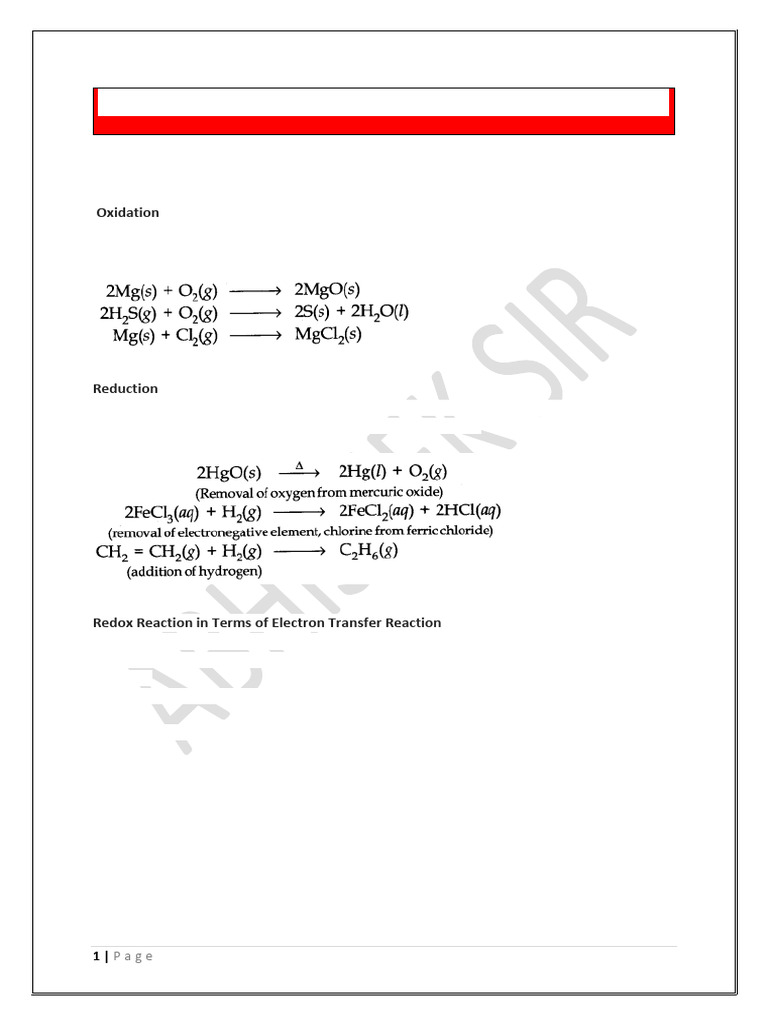 Redox Reactions | PDF | Redox | Electrochemistry