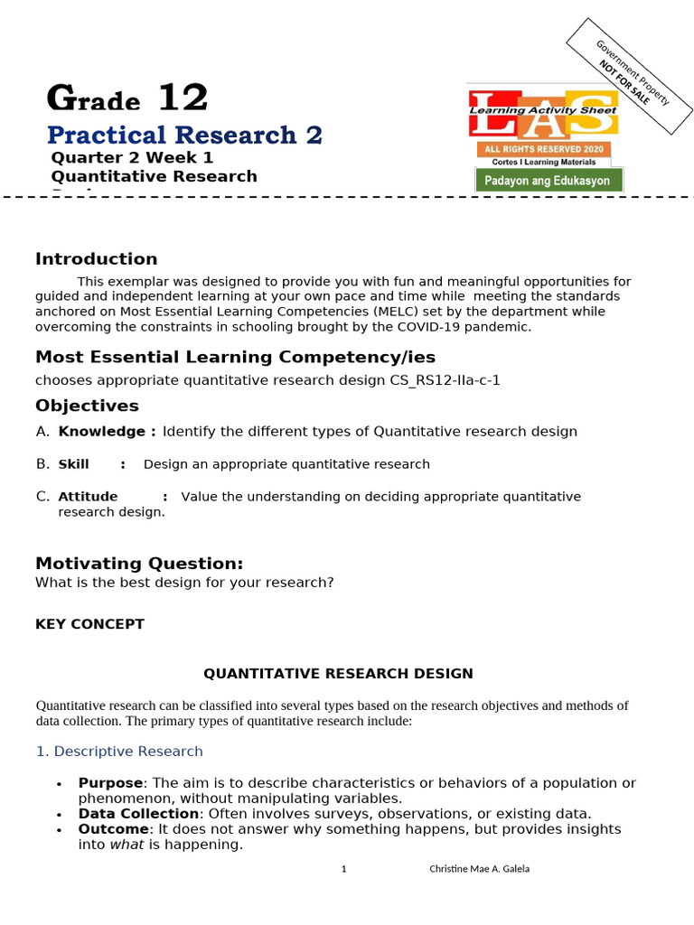 Las-week Quanti Design | PDF | Validity (Statistics) | Experiment