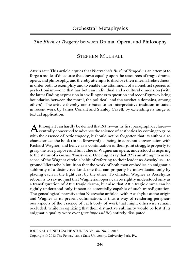 Orchestral Metaphysics - The Birth of Tragedy Between Drama, Opera, and ...