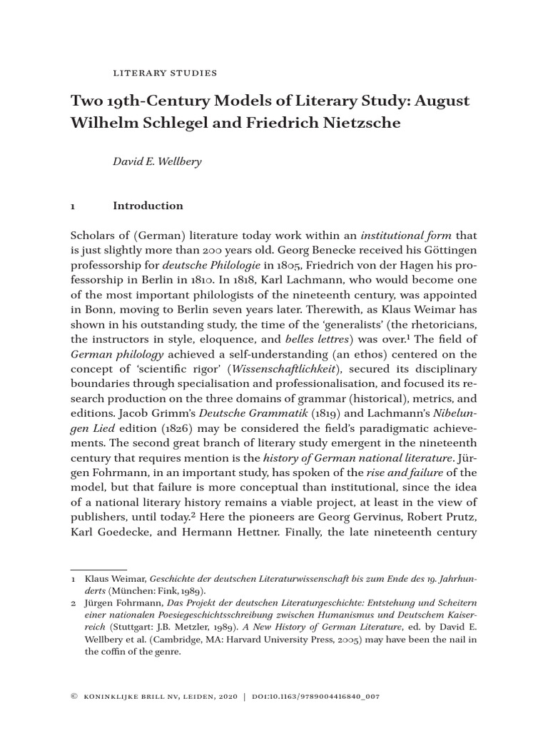 Two 19th - Century Models of Literary Study - August Wilhelm Schlegel ...