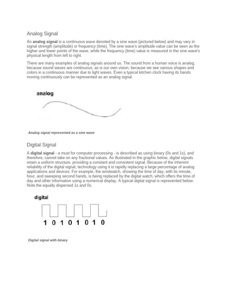 Analog vs Digital Signals Explained | PDF