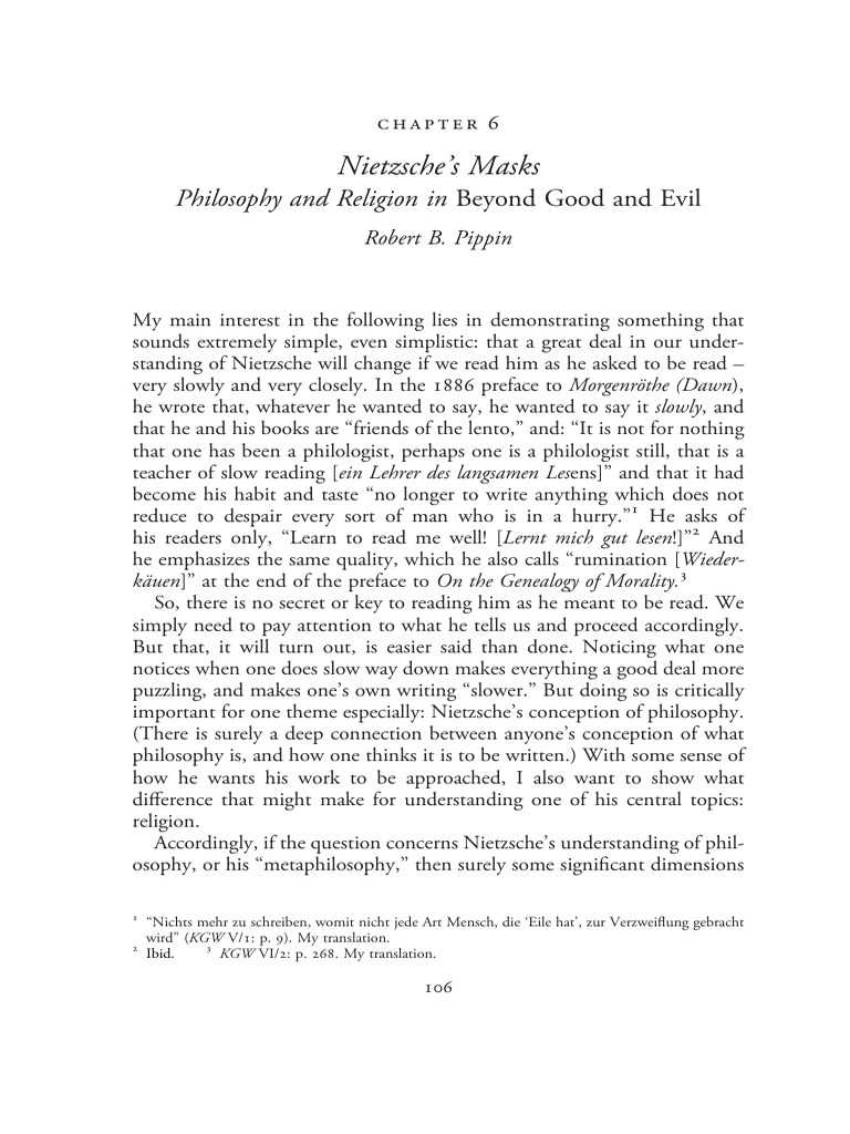 Nietzsche's Masks - Philosophy and Religion in Beyond Good and Evil ...