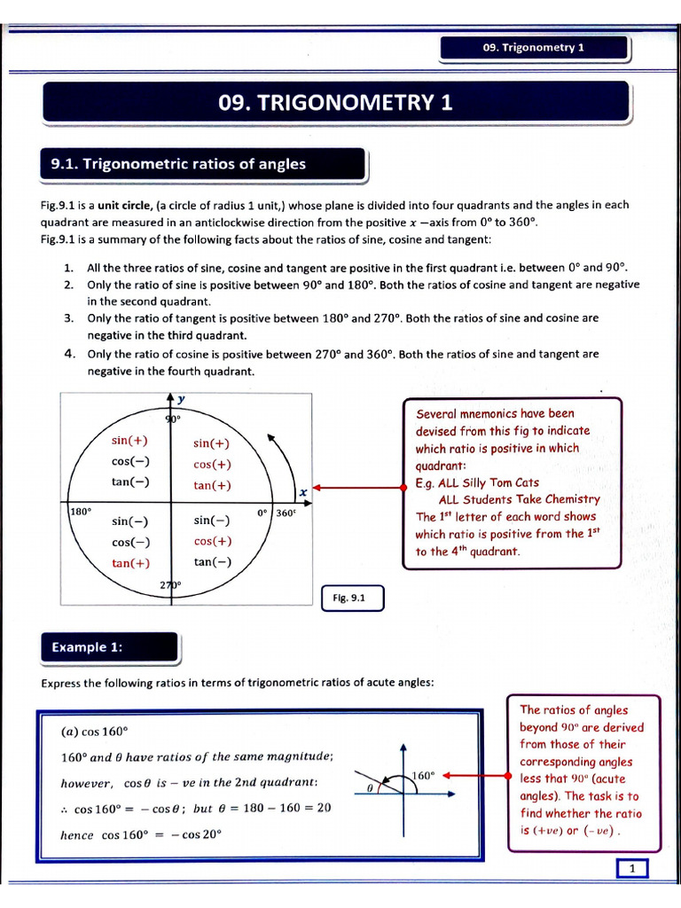 Trigonometry 1 | PDF